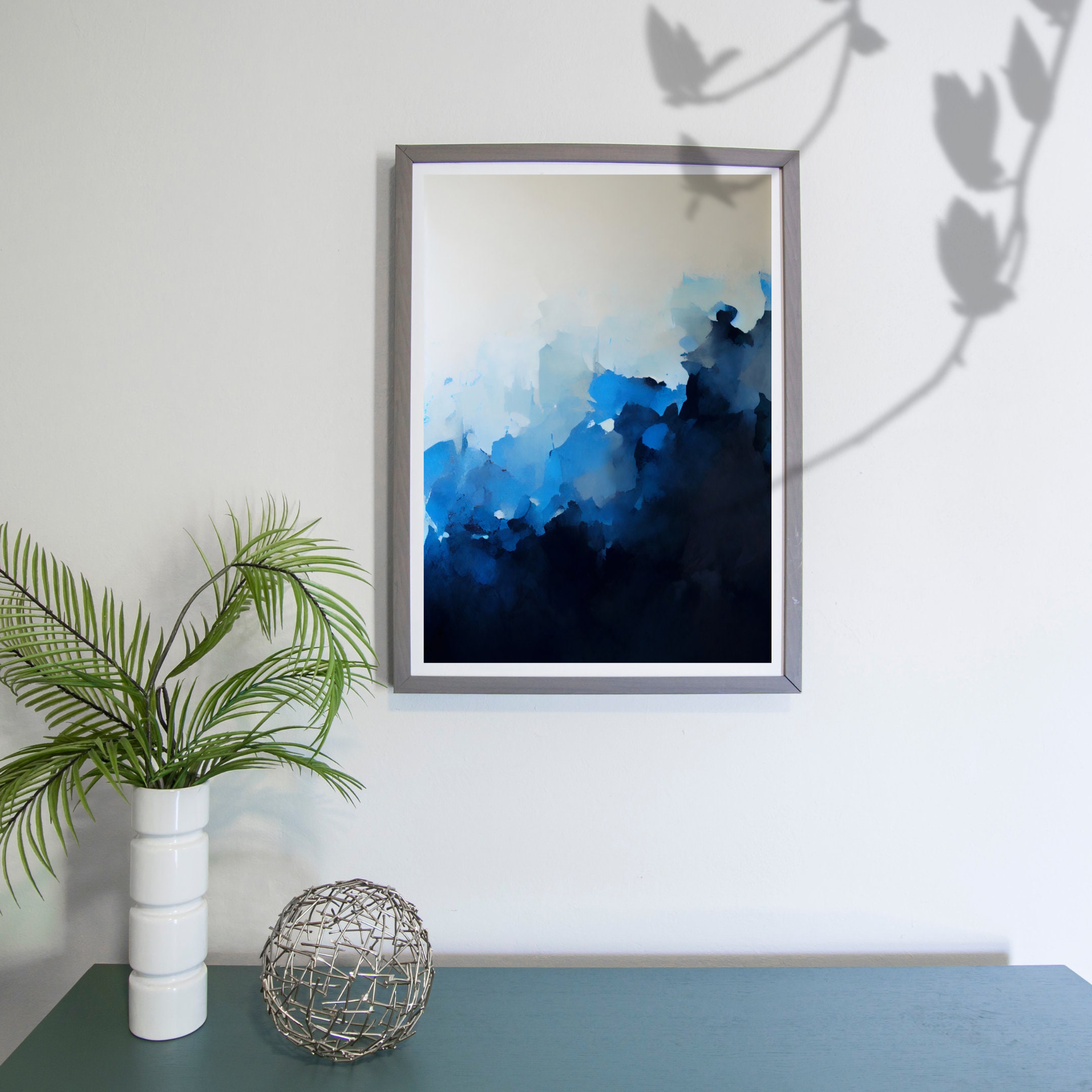 Printable Art Set 3 Piece, Blue Hues, Abstract Fine Art Digital Poster ...