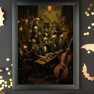Skeleton Jazz Band Digital Download Art, Skeleton SVG, Dark Academia ...