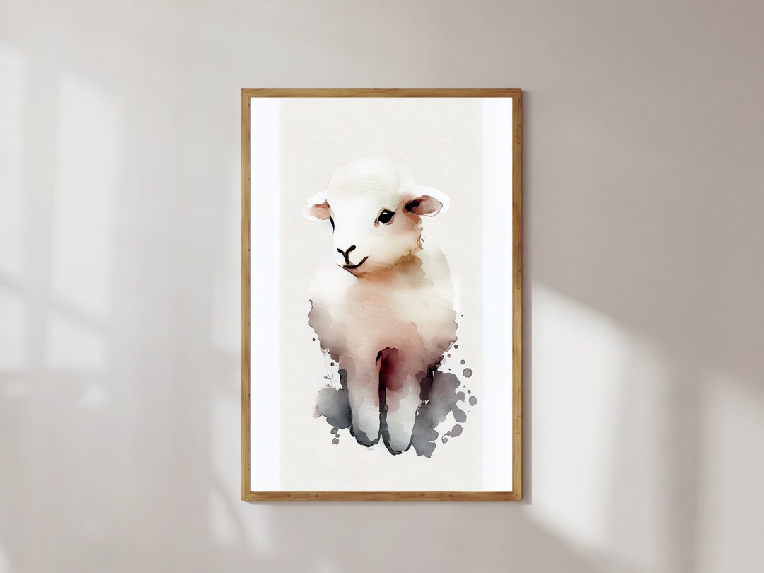 Baby Lamb Print, Ink Animal Digital Art, Farm Art, Nursery Printable ...