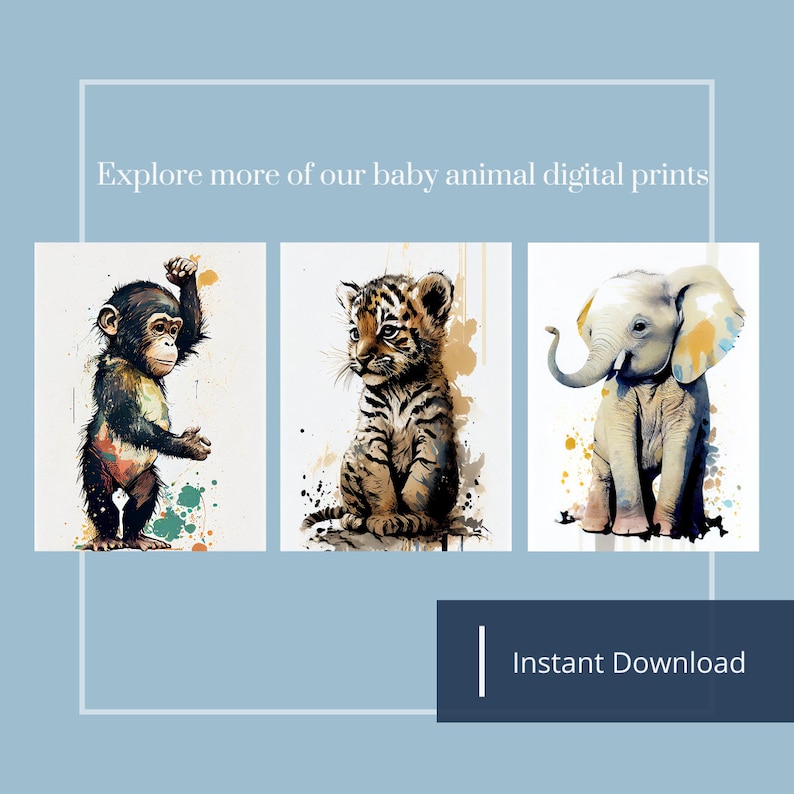 Tiger Cub Print Ink Baby Animal Digital Art Jungle Art - Etsy