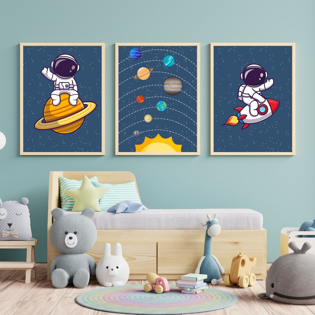 Astronaut Digital Prints Set, Outerspace Digital Print. Cartoon ...