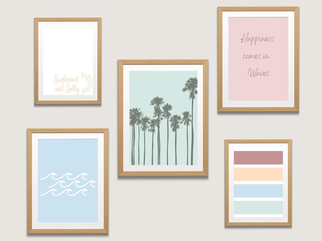 Coastal Dreams: Set of 5 Beach-themed Art Prints, Beach Themed Decor ...
