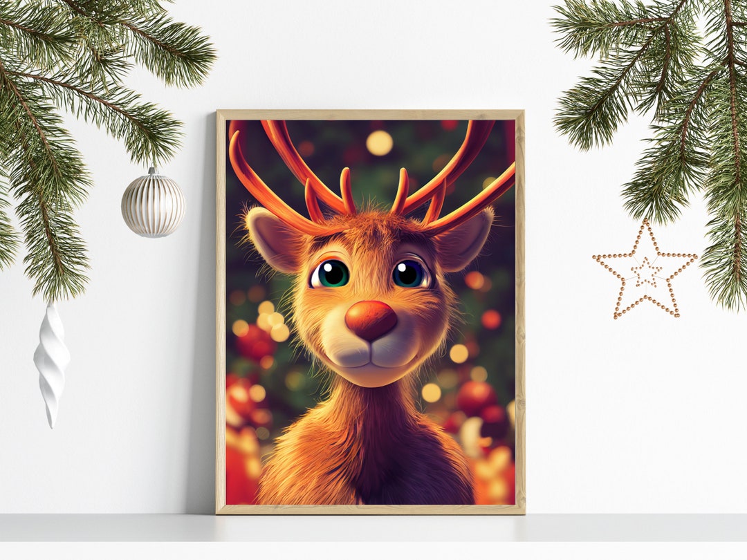 Rudolph Christmas Digital Print, Rudolph the Red Nosed Reindeer Wall ...