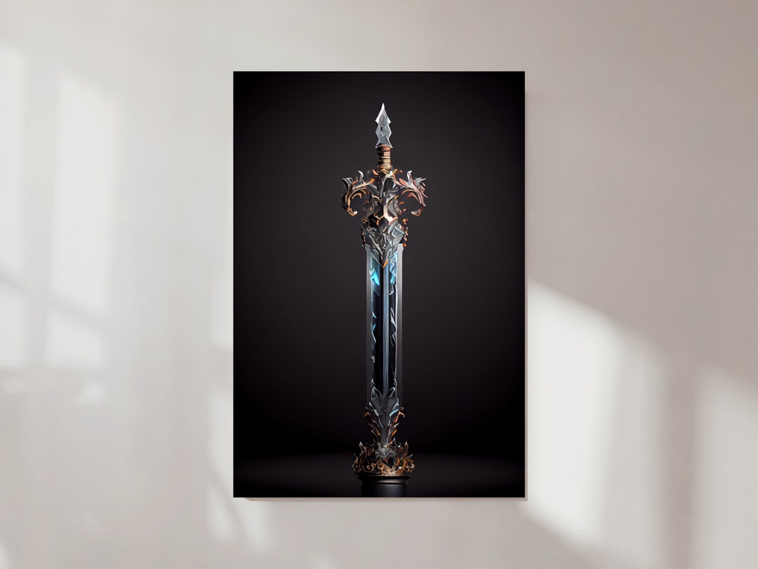 Legendary Bronze Sword Digital Print, Fantasy Wall Art, Medieval, Ai ...