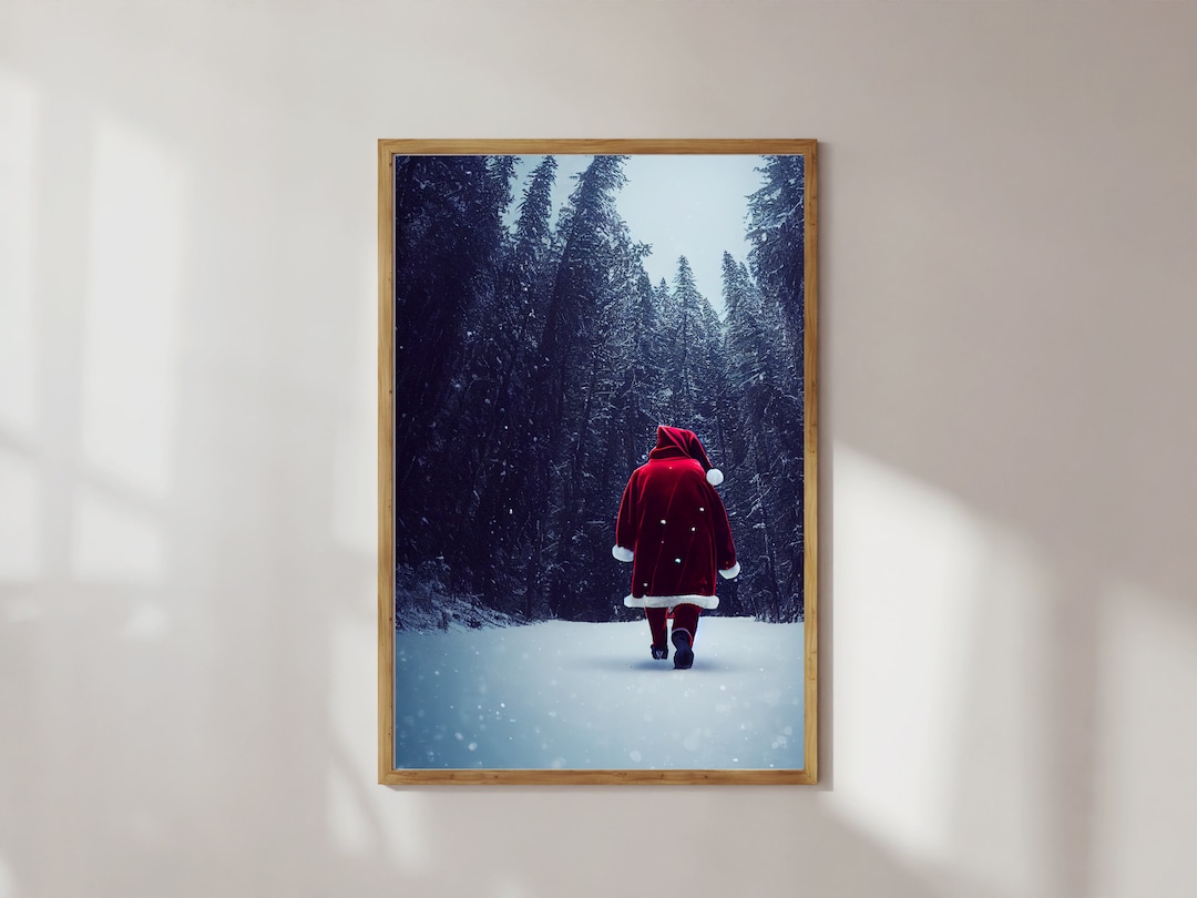 Christmas Art Poster Print, Santa Wall Art Print, Christmas Picture ...