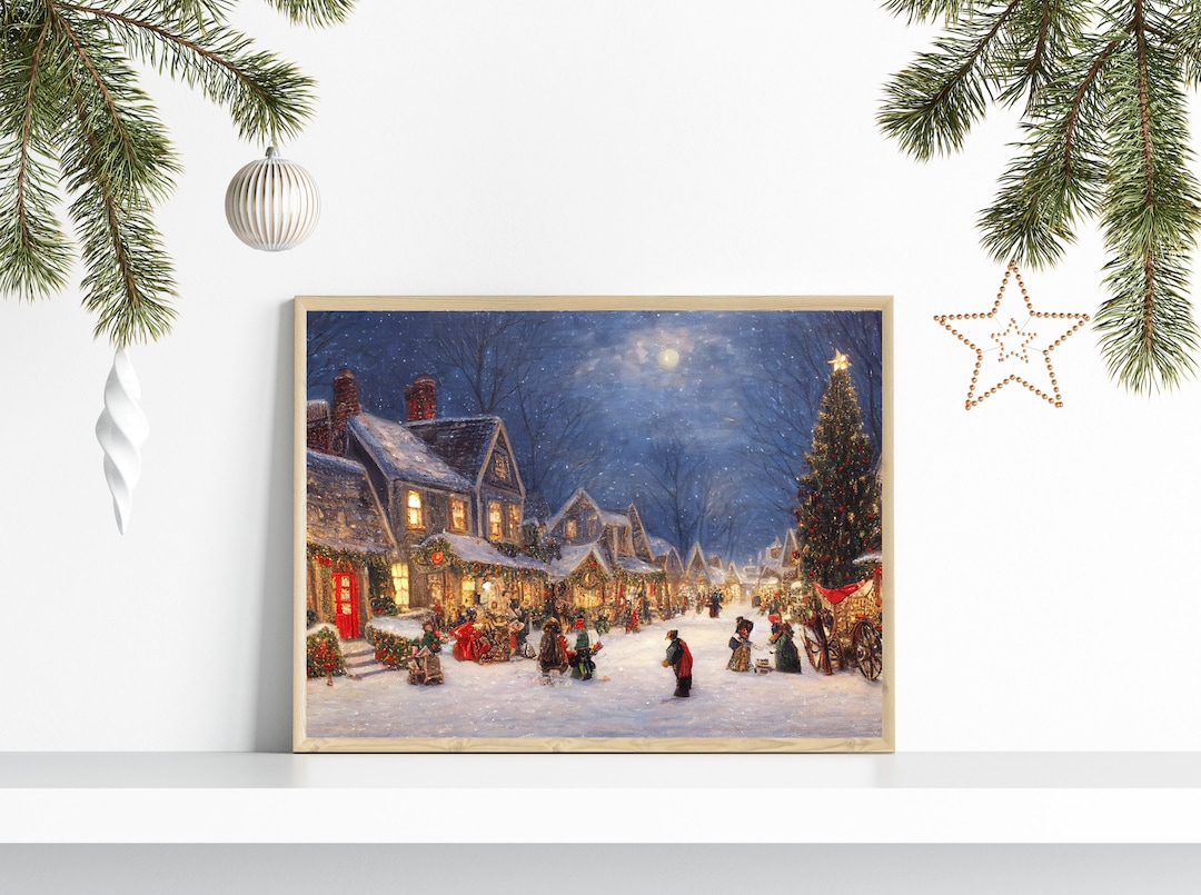 Christmas Art Print, Victorian Christmas Eve Art Print, Digital ...