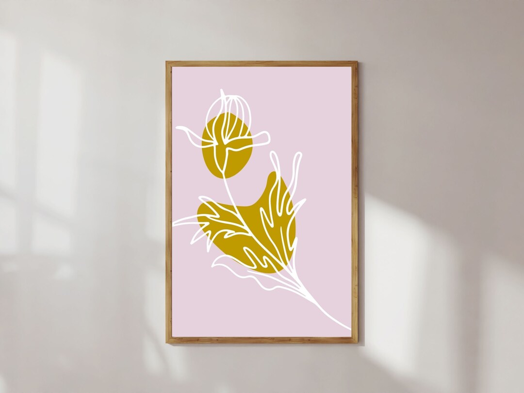 Pink Floral Print, Custom Color Wall Art, Pink Floral Wall Art, Office ...