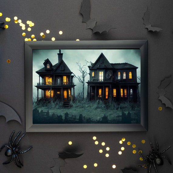 Surreal Halloween Haunted Zombie House Fine Art Print Vintage - Etsy
