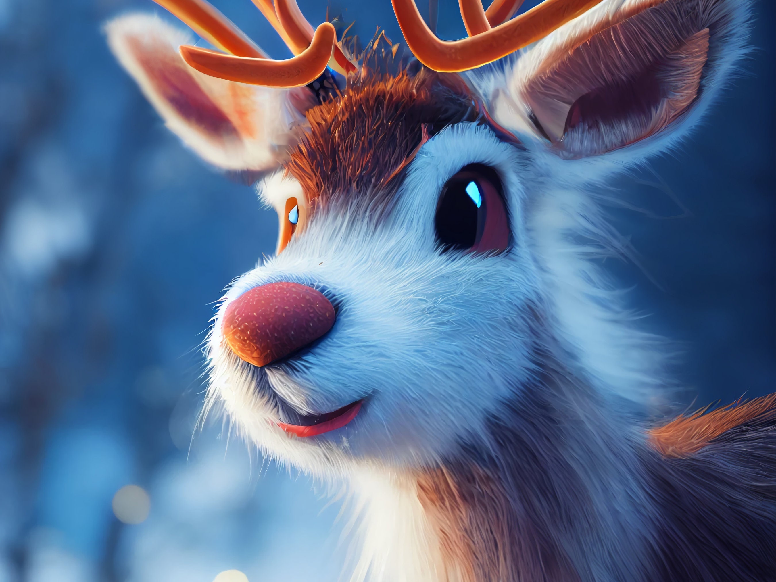 Young Rudolph the Red Nosed Reindeer Christmas Art Poster Physical ...