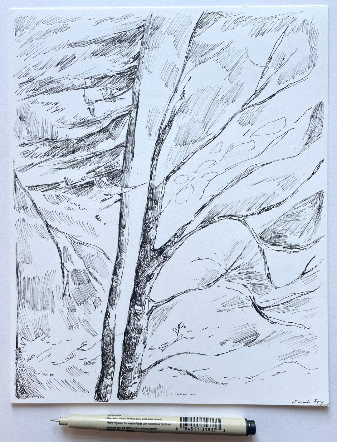 Tree Landscape Drawing - Ink Drawing - Ink Landscape Art - Original ...