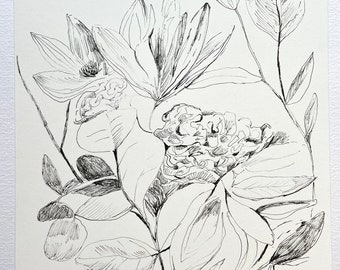 Micron Pen Flower Drawing - Etsy