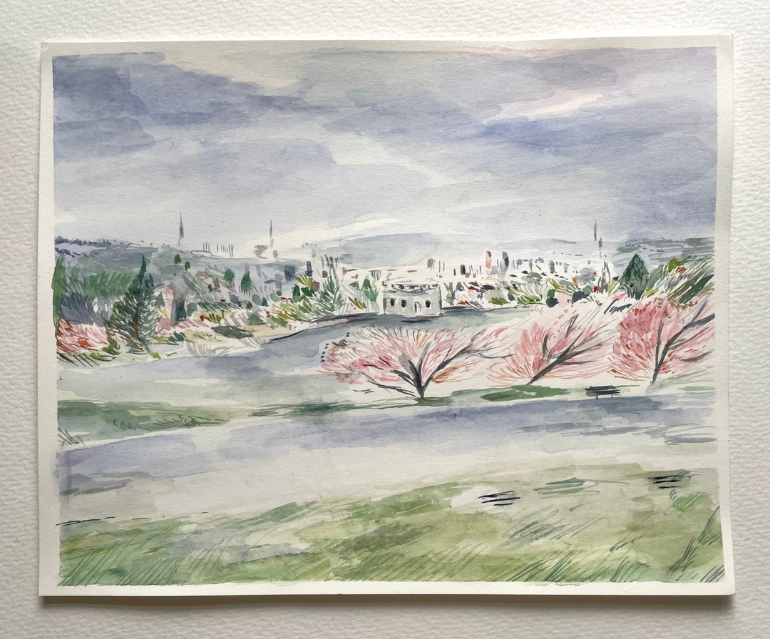 Landscape Painting - Mount Tabor Art - Watercolor Art - Original ...