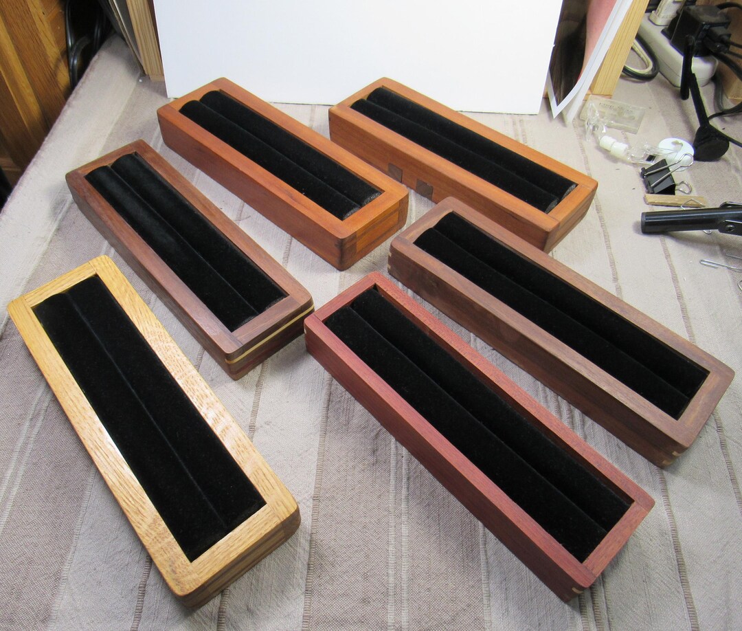 6 Handmade Hardwood Ring Display Boxes, Each One Different, 8 1/2" X 2 ...