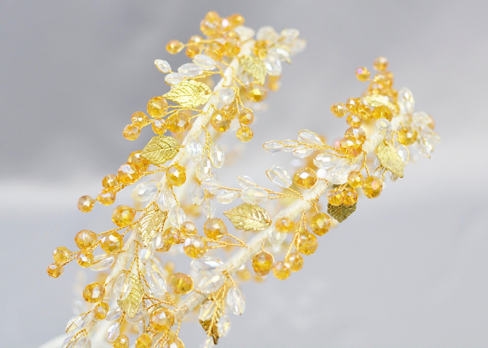 Greek Stefana - Orthodox Wedding Crowns With Faux Crystals and Leaves ...
