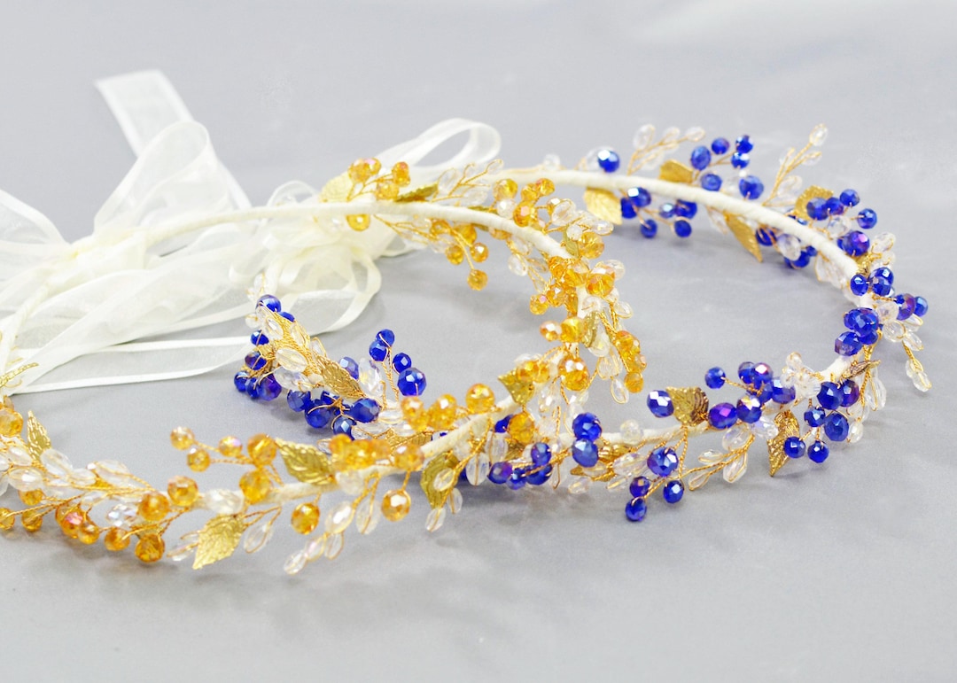 Greek Stefana - Orthodox Wedding Crowns With Faux Crystals and Leaves ...