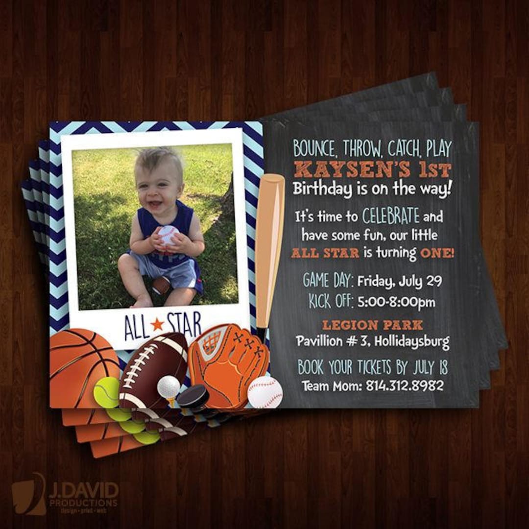 All-star Sports Birthday Invitation - Etsy