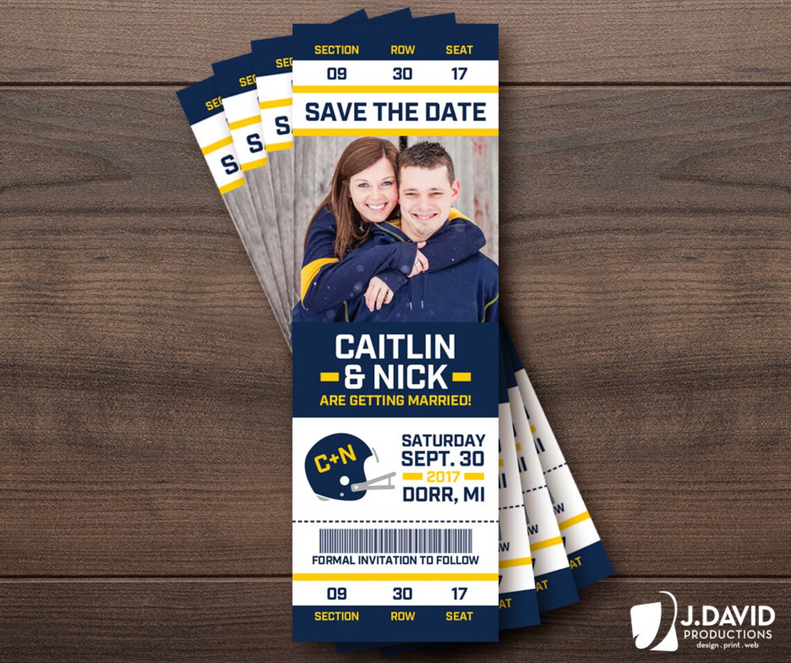 Football Fan Favorite Sports Ticket, Custom Invitation, Save the Date ...