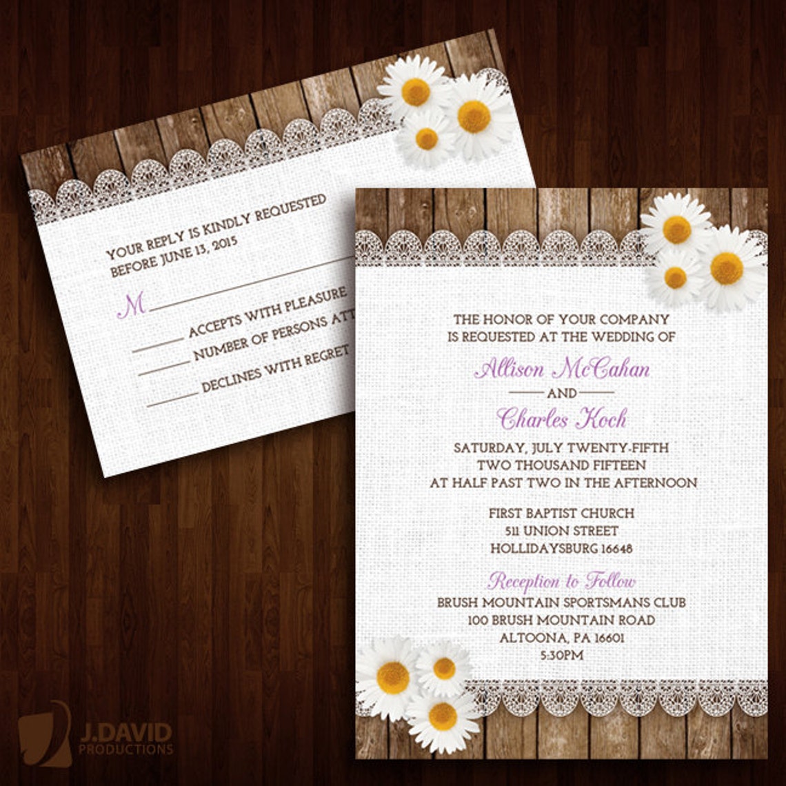 Country, Rustic, Daisy Wedding Invitations - Etsy