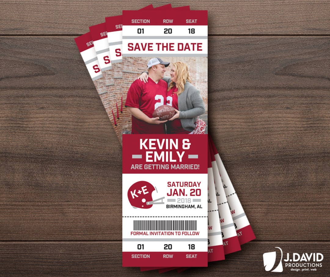Football Fan Favorite Sports Ticket, Custom Invitation, Save the Date ...