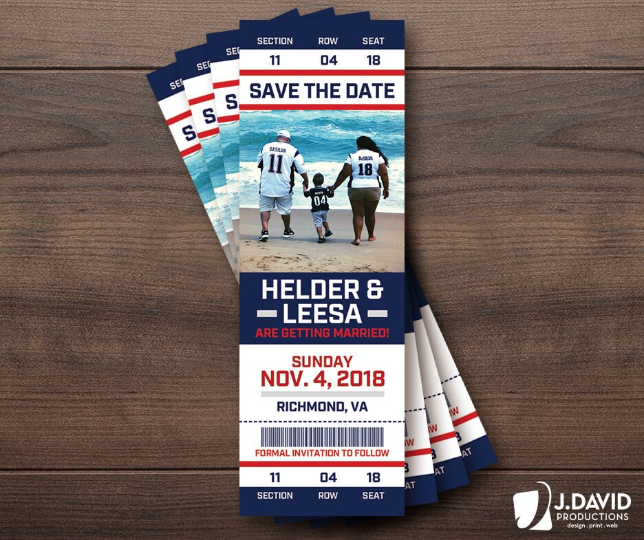 Football Fan Favorite Sports Ticket, Custom Invitation, Save the Date ...
