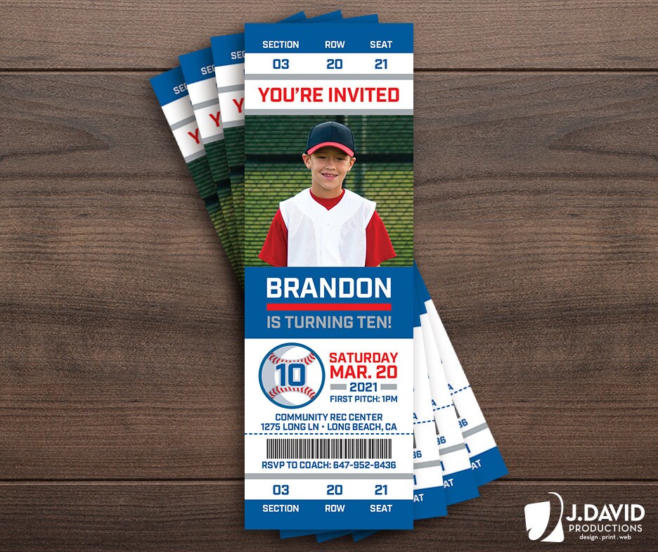 Baseball Fan Favorite Sports Ticket Custom Invitation Save | Etsy