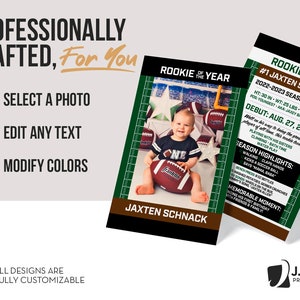 Football Player Card, Rookie of the Year, First Down, MVP, Touchdown ...