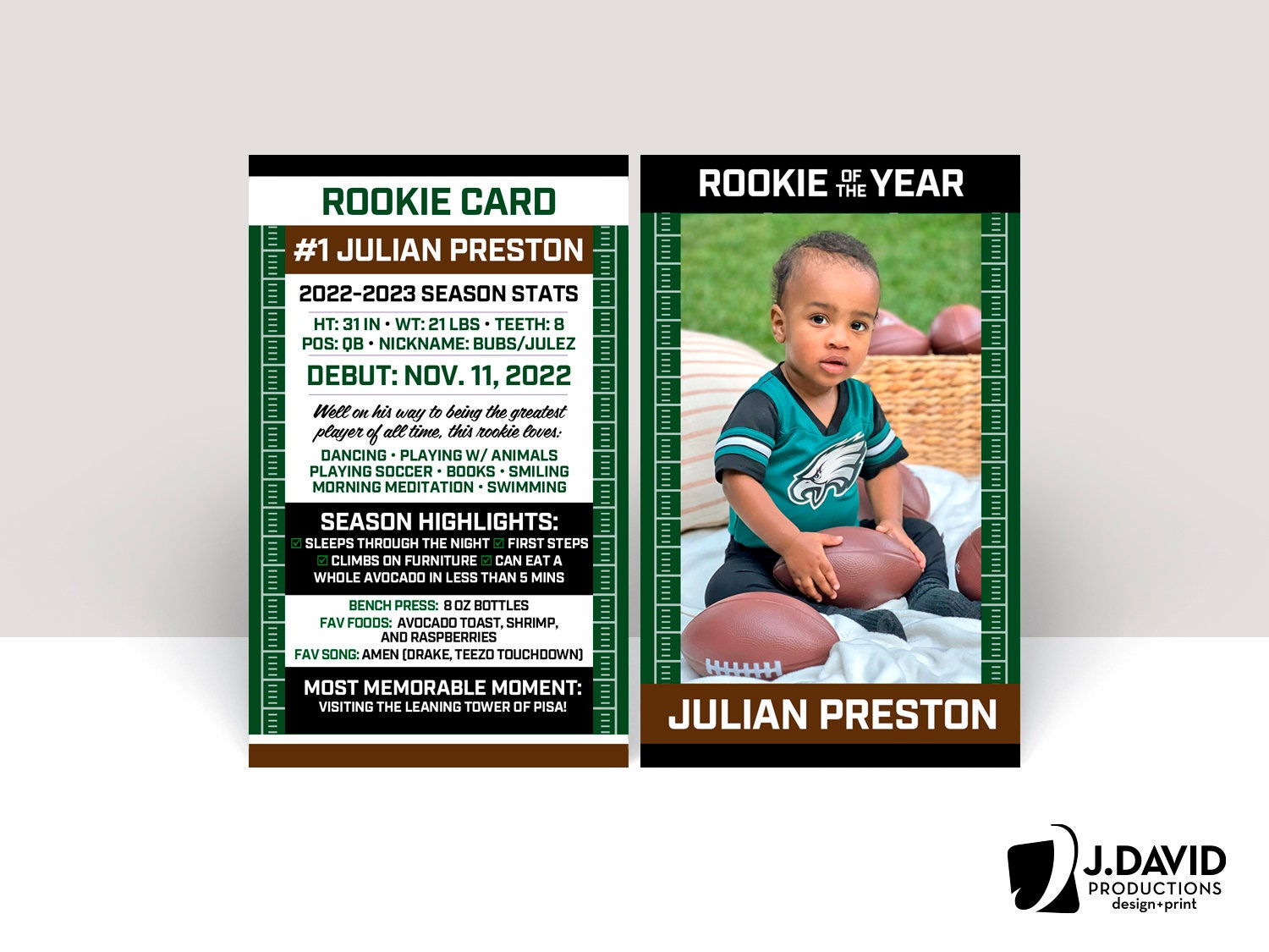 Football Player Card, Rookie of the Year, First Down, MVP, Touchdown ...