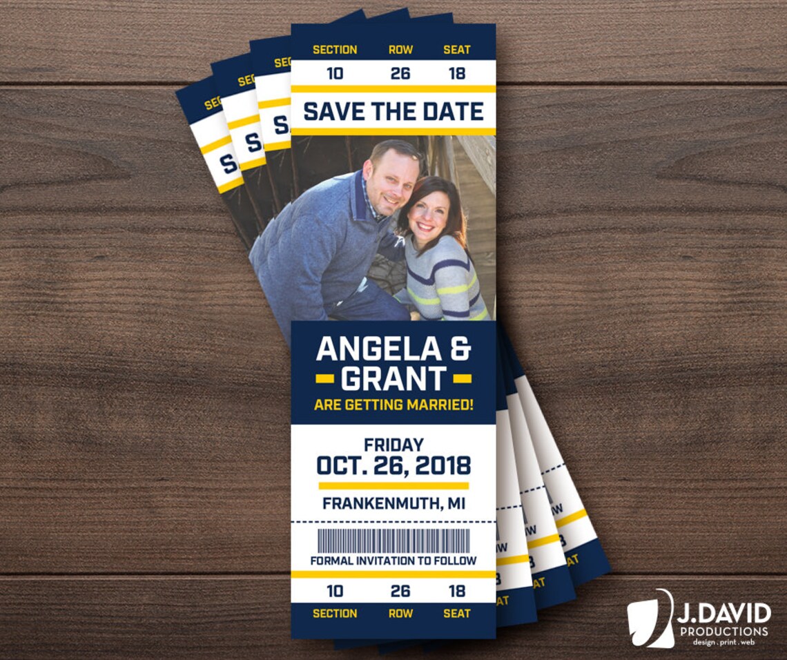 Football Fan Favorite Sports Ticket, Custom Invitation, Save the Date ...