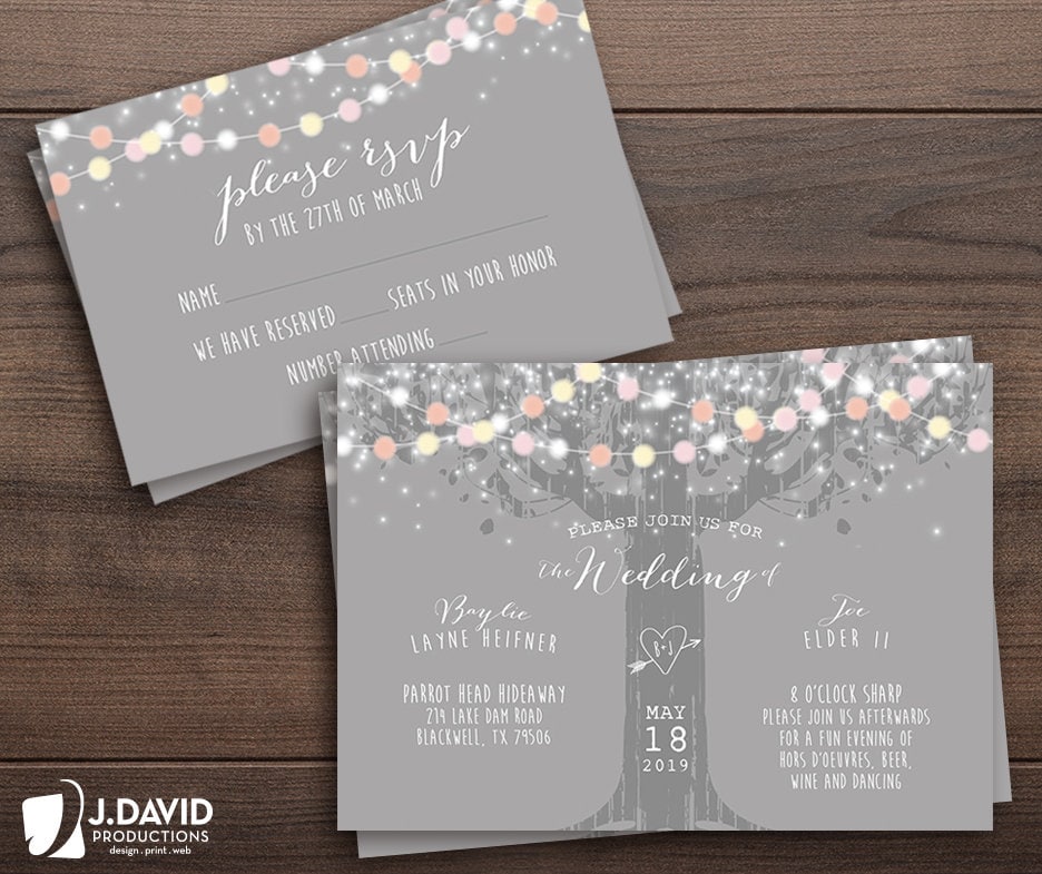 Rustic Country Outdoor Wedding Invitation RSVP Printed | Etsy