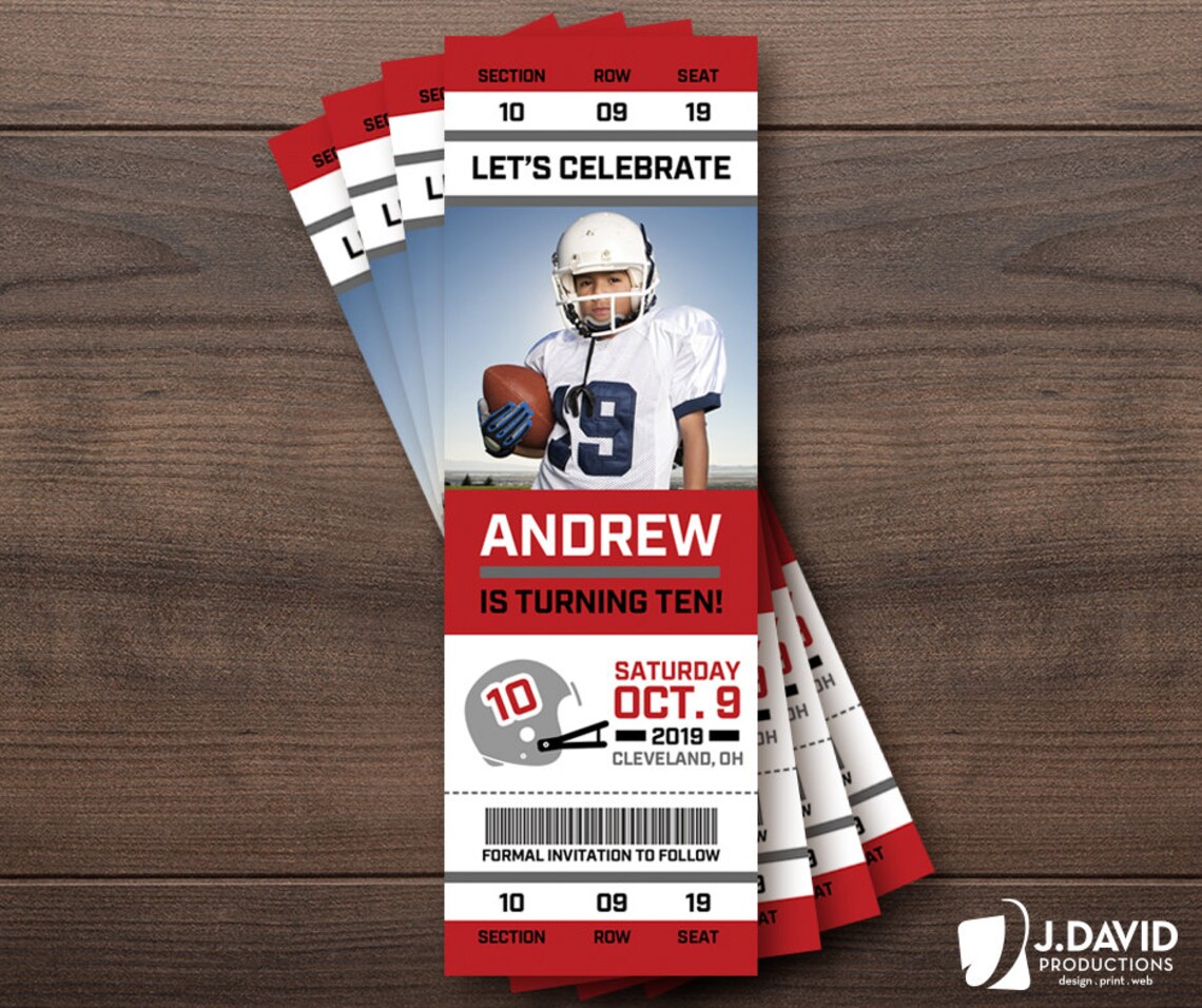 Football Fan Favorite Sports Ticket Custom Invitation Save | Etsy