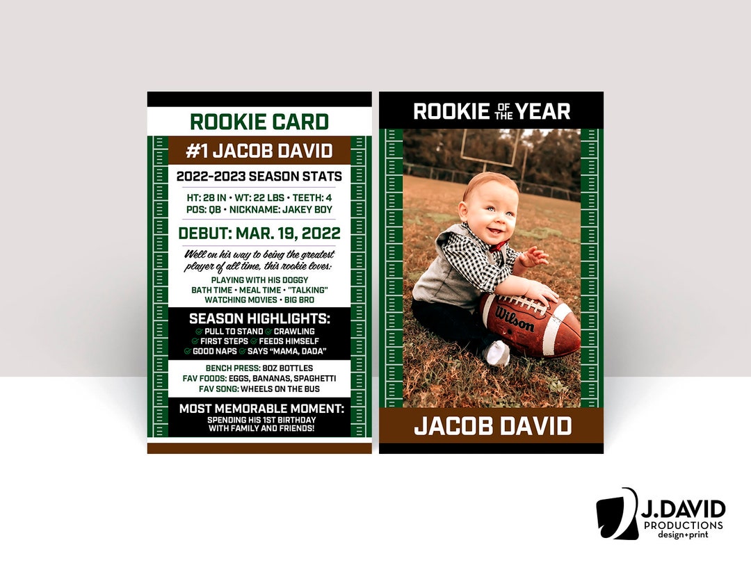 Football Player Card, Rookie of the Year, First Down, MVP, Touchdown ...