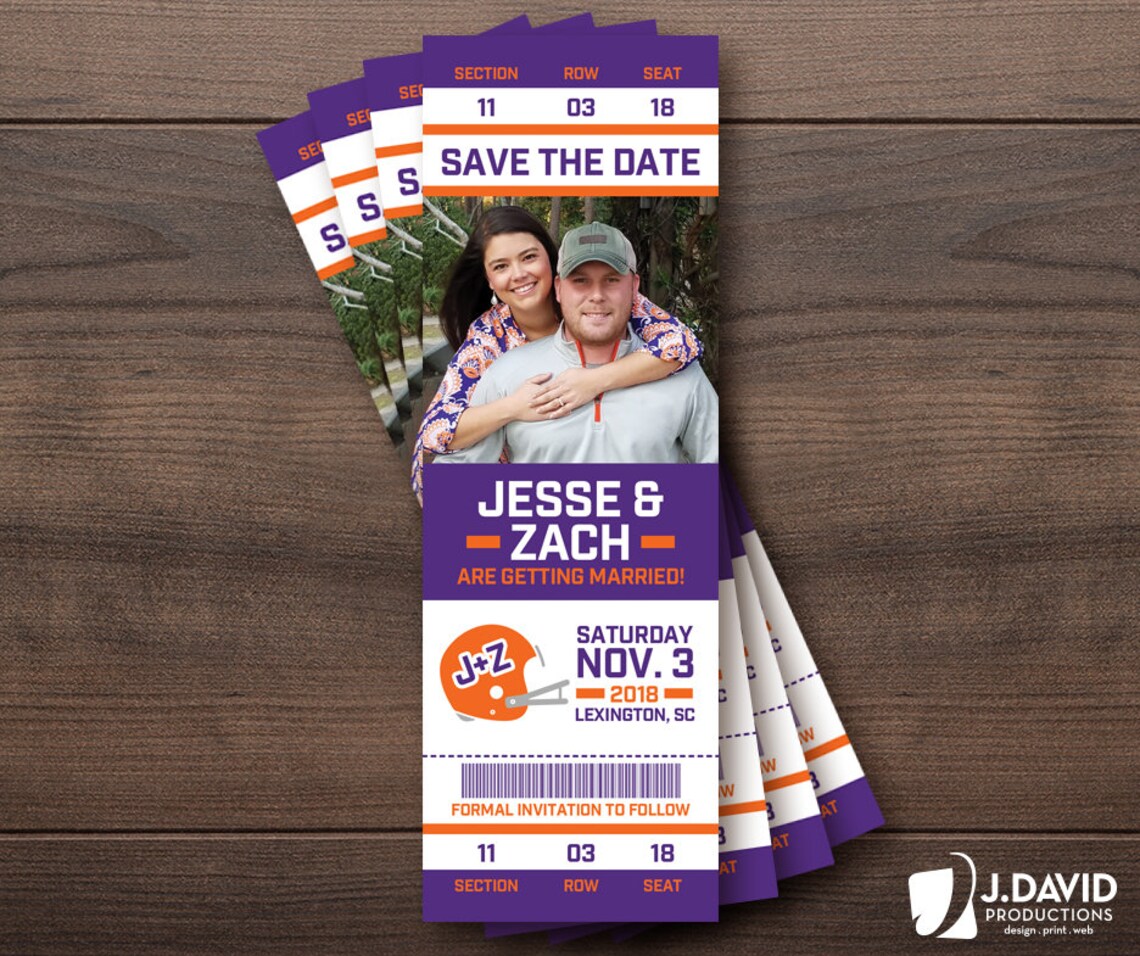 Football Fan Favorite Sports Ticket, Custom Invitation, Save the Date ...