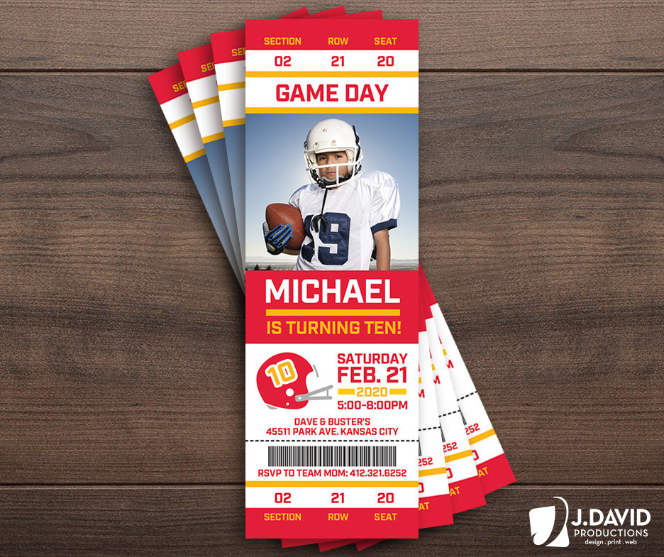 Football Fan Favorite Sports Ticket, Custom Invitation, Save the Date ...