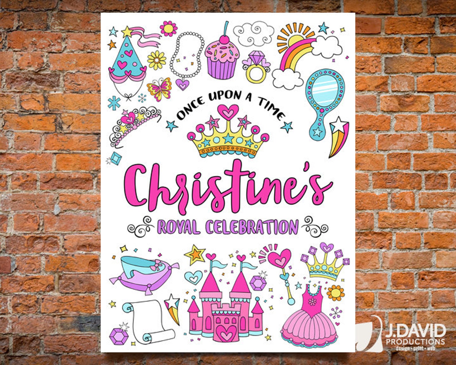 Princess Birthday Party, Royal Celebration, Custom Poster Decoration - Etsy