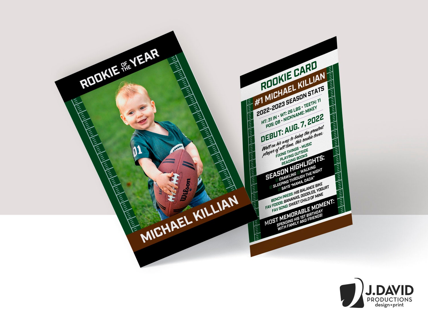 Football Player Card, Rookie of the Year, First Down, MVP, Touchdown ...