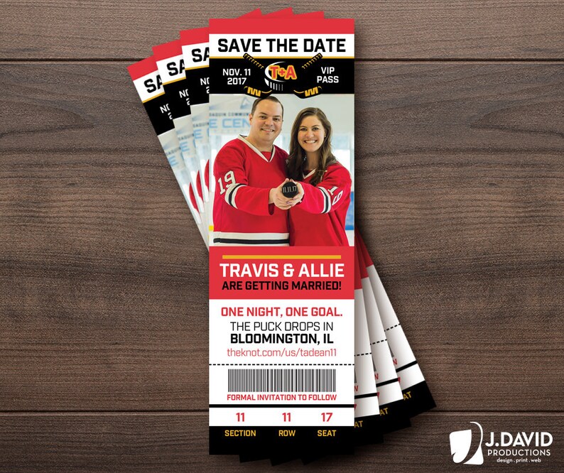 Hockey Fan Favorite Sports Ticket, Custom Invitation, Save the Date ...