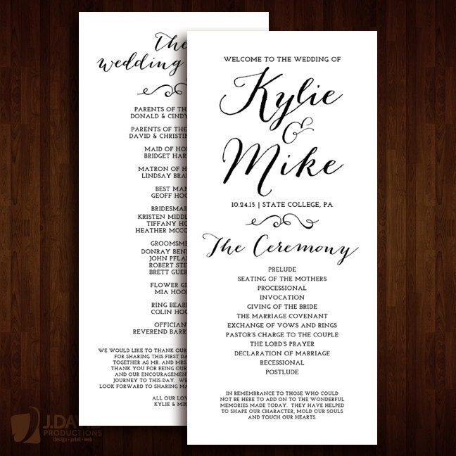 Rustic Stylish and Classy Simple Wedding Programs | Etsy