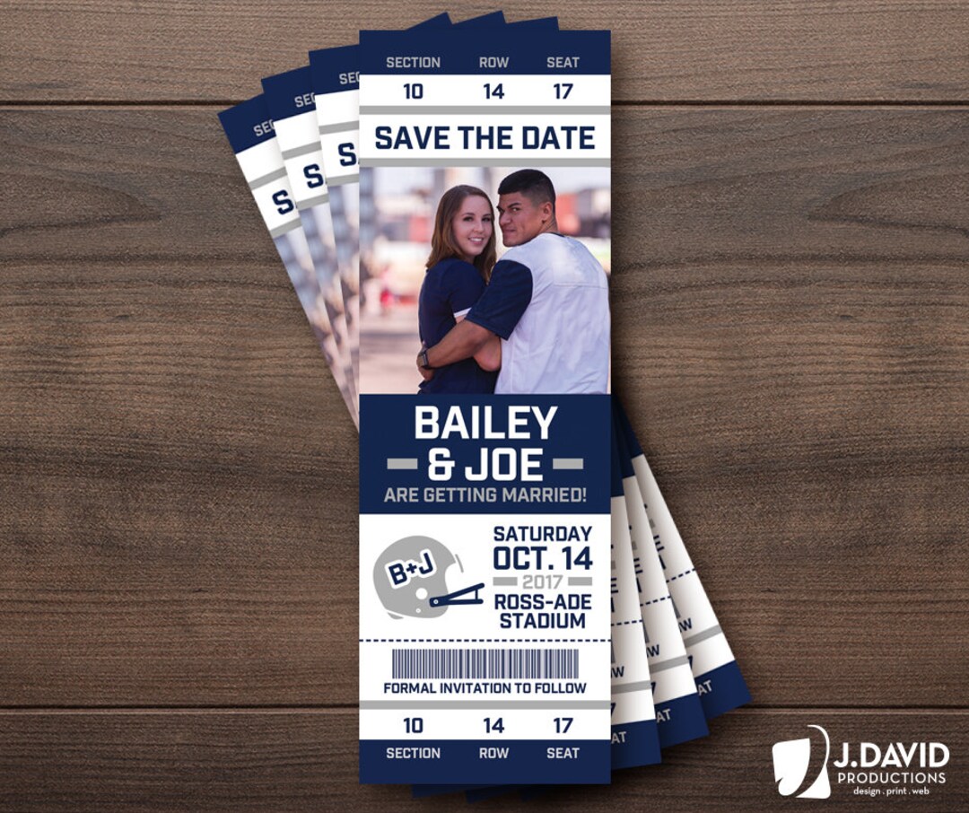 Football Fan Favorite Sports Ticket, Custom Invitation, Save the Date ...