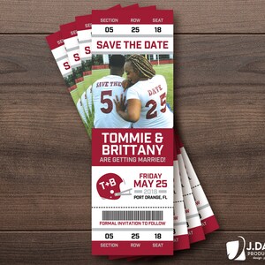 Football Fan Favorite Sports Ticket, Custom Invitation, Save the Date ...