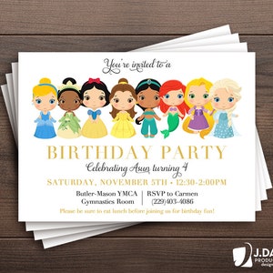 Princess Birthday Party, Cinderella, Tiana, Snow White, Belle, Jasmin ...