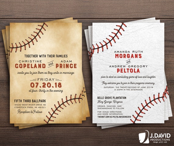 Baseball Themed Wedding Cards Chic Baseball Wedding Invitation Etsy