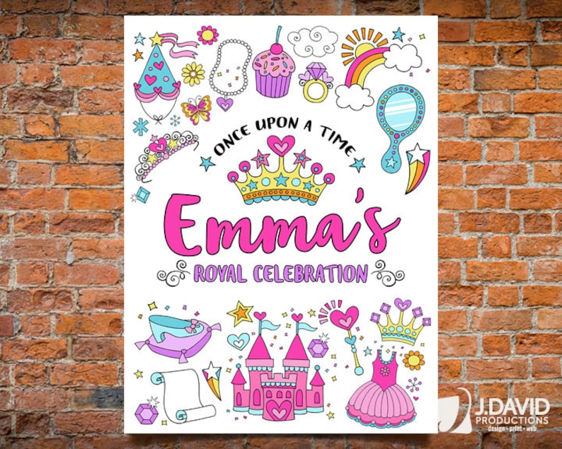 Princess Birthday Party, Royal Celebration, Custom Poster Decoration - Etsy