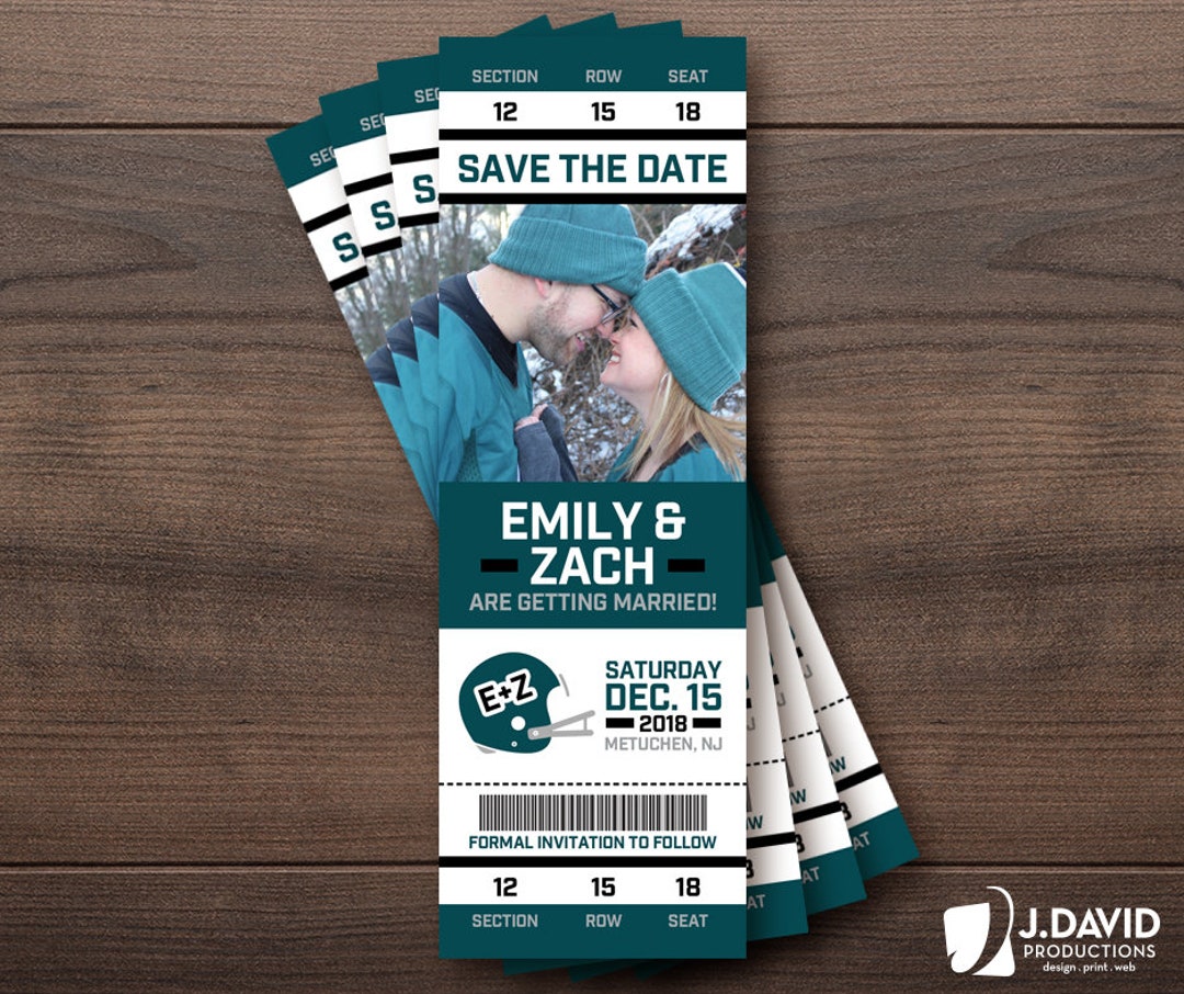 Football Fan Favorite Sports Ticket, Custom Invitation, Save the Date ...