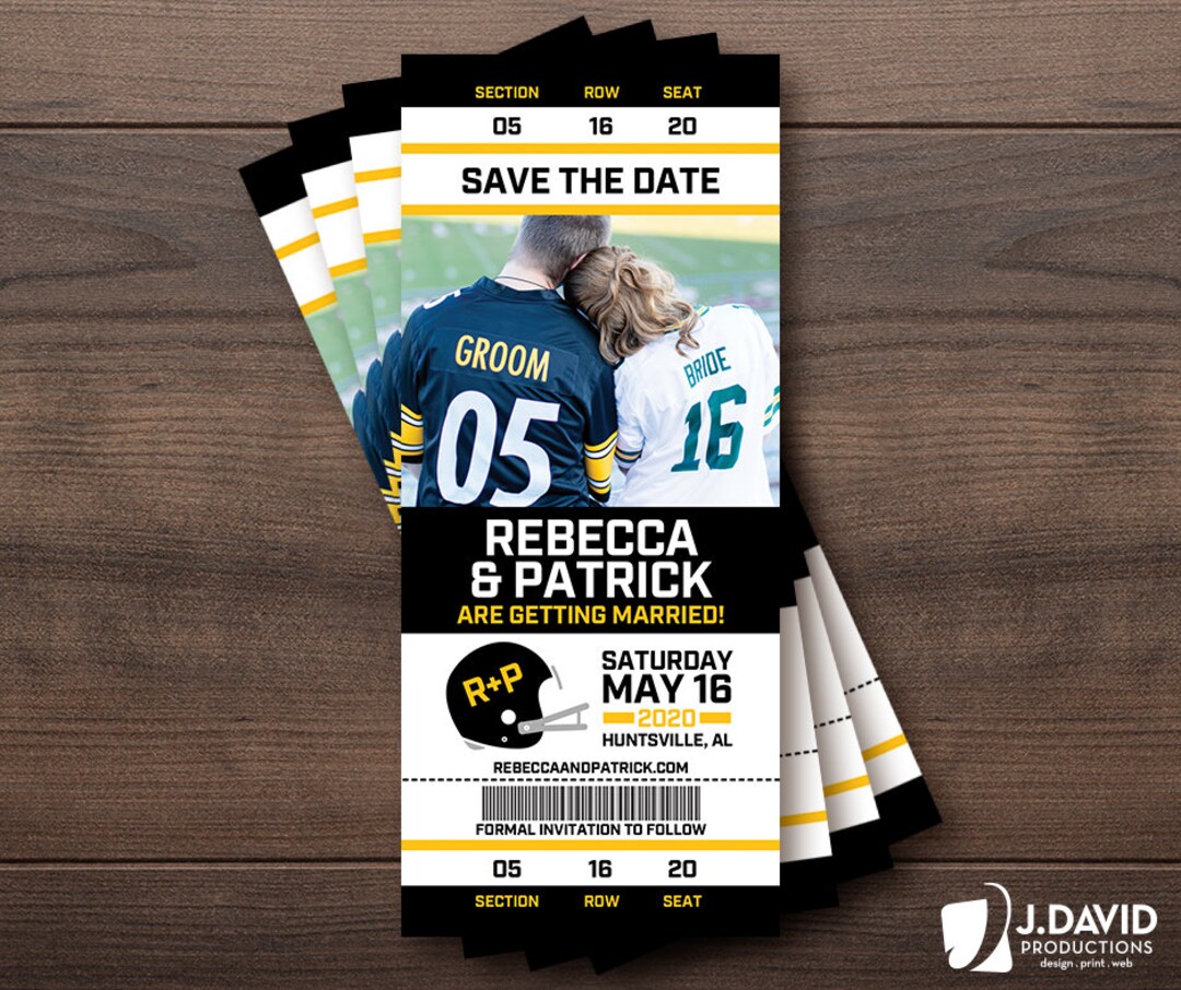 Football Fan Favorite Sports Ticket, Custom Invitation, Save the Date ...