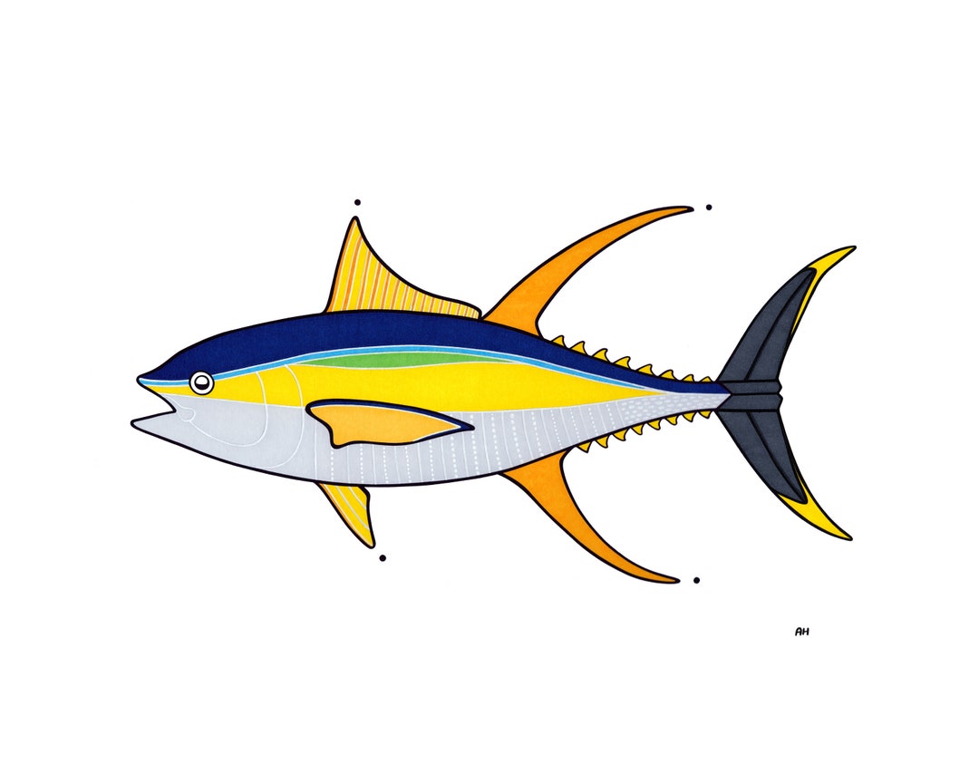 Yellow Fin Tuna Print - Fish Art - Ocean Decor - Animal Art - Nursery ...