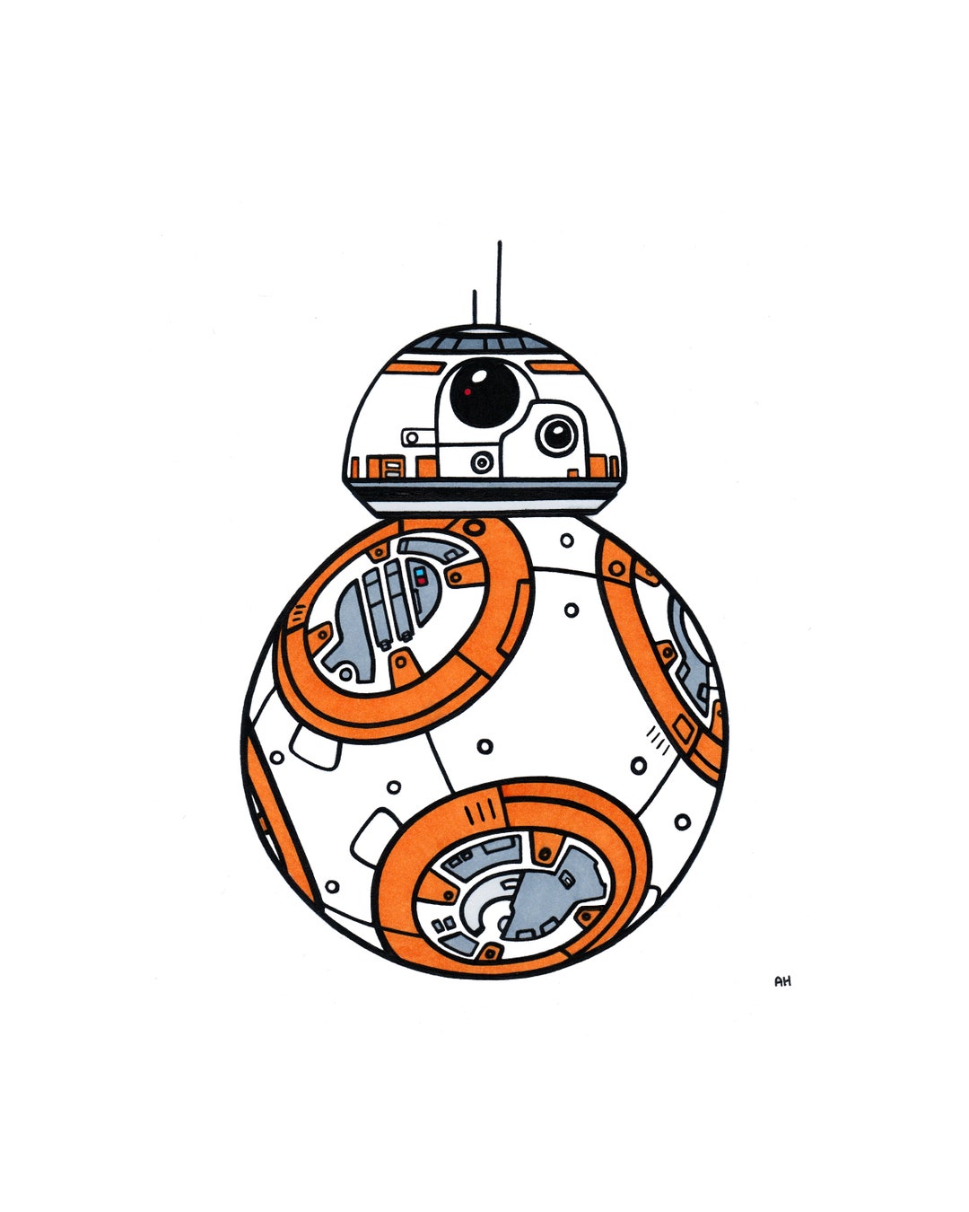 BB8 Print - Star Wars - Art - Wall Decor - Gift - Home - Cute - House ...