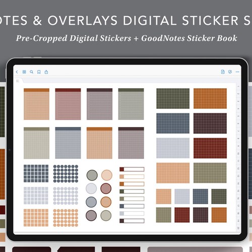 Notes & Overlay Shapes Digital Planning Sticker Set in Bright - Etsy