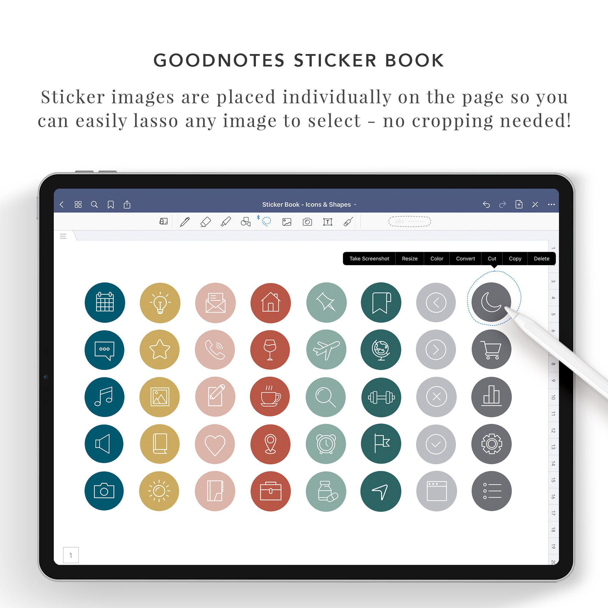 Digital Planning Sticker Set With Digital Sticker Book - Icons & Shapes ...
