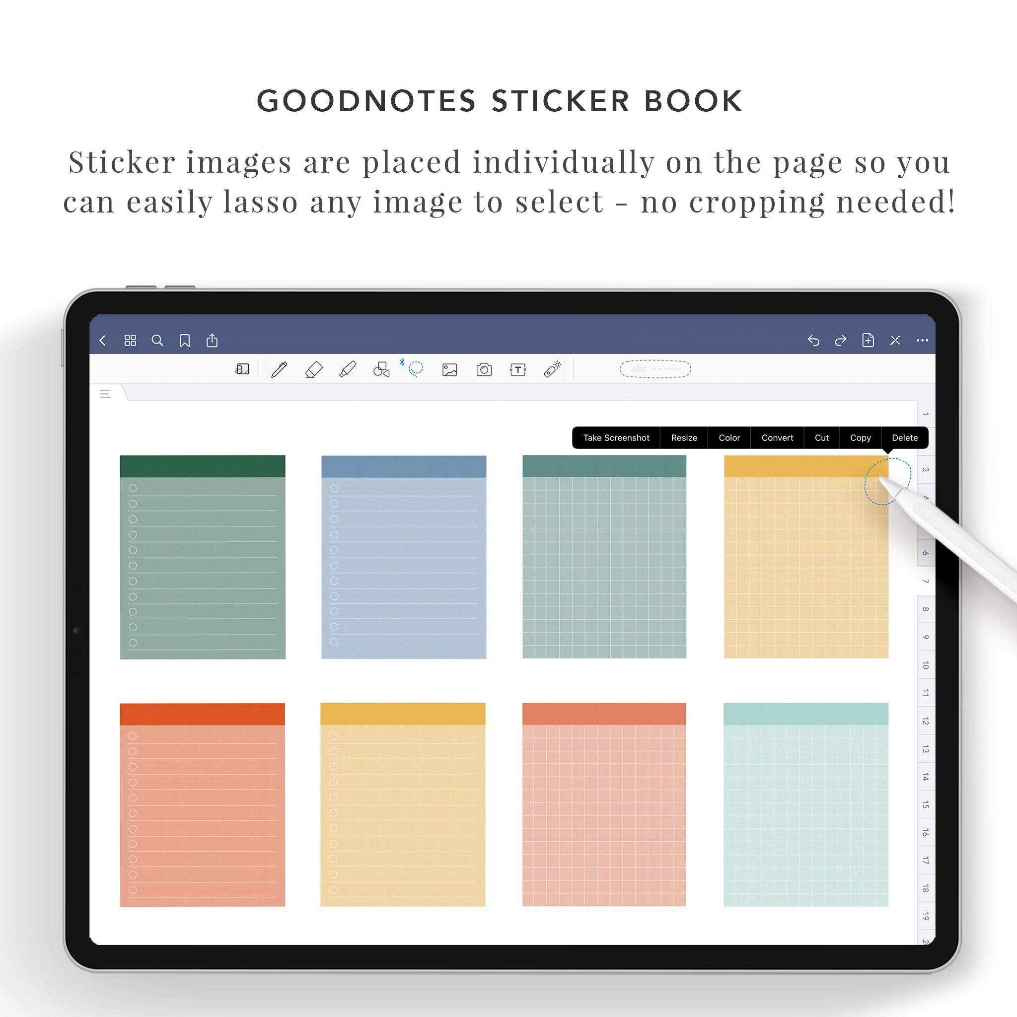 Notes & Overlay Shapes Digital Planning Sticker Set in Bright | Etsy