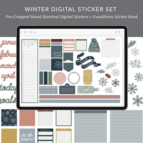 Winter Digital Planning Sticker Set Goodnotes Stickers | Etsy